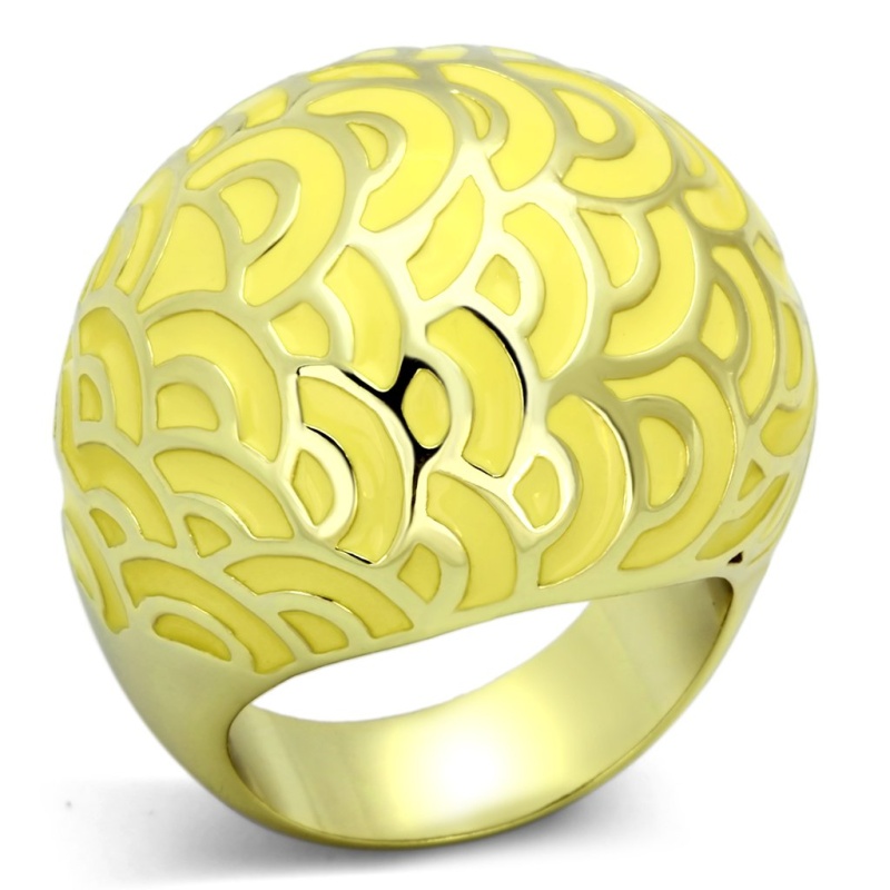 Buy Alamode Tk873 - IP Gold Stainless Steel Ring with Epoxy in Topaz Online