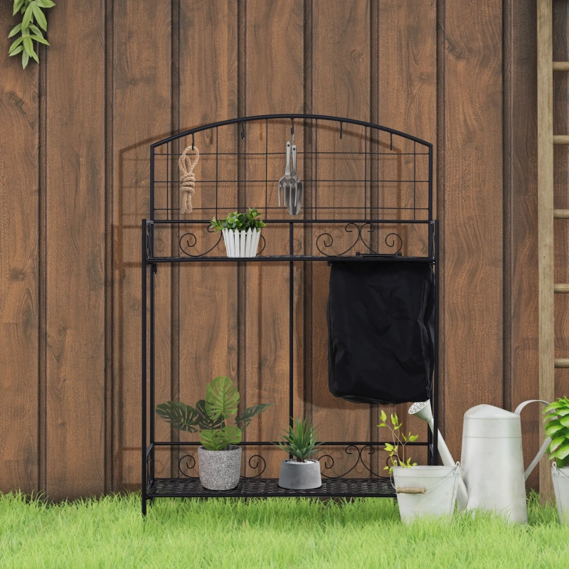 Outsunny Outdoor Metal Potting Bench Foldable Garden Planting Table W ...