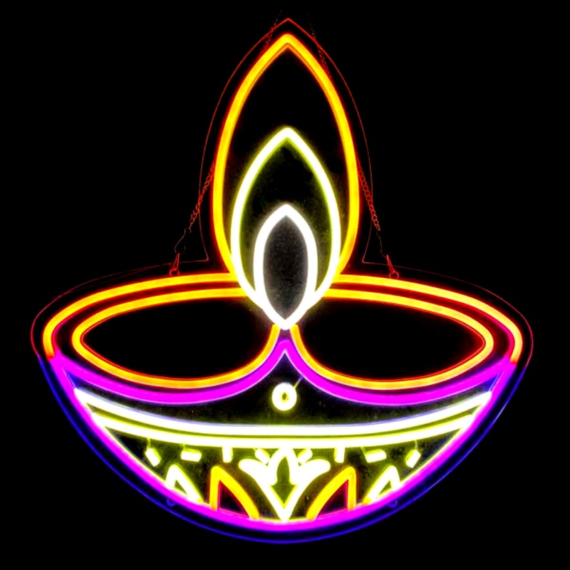 Led Neon Strip Light Diwali Diya Decoration - Lighted Lamp Sign - 19 ...