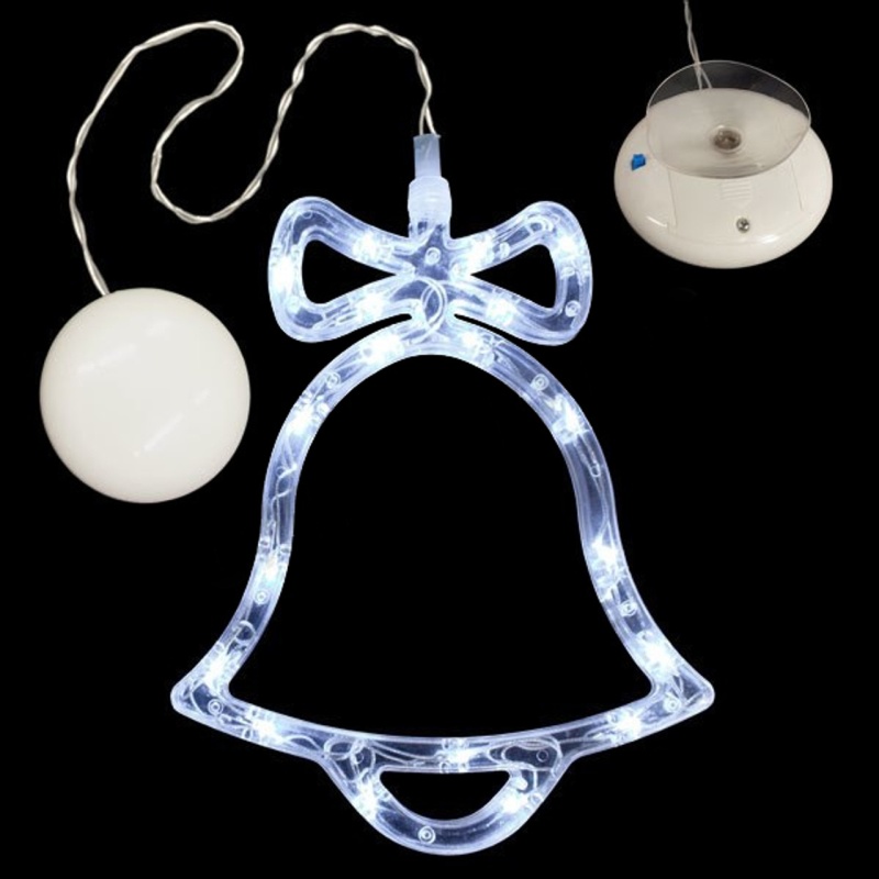 Buy LED Battery Powered Window Bell Display - Cool White - 7 Inch Online
