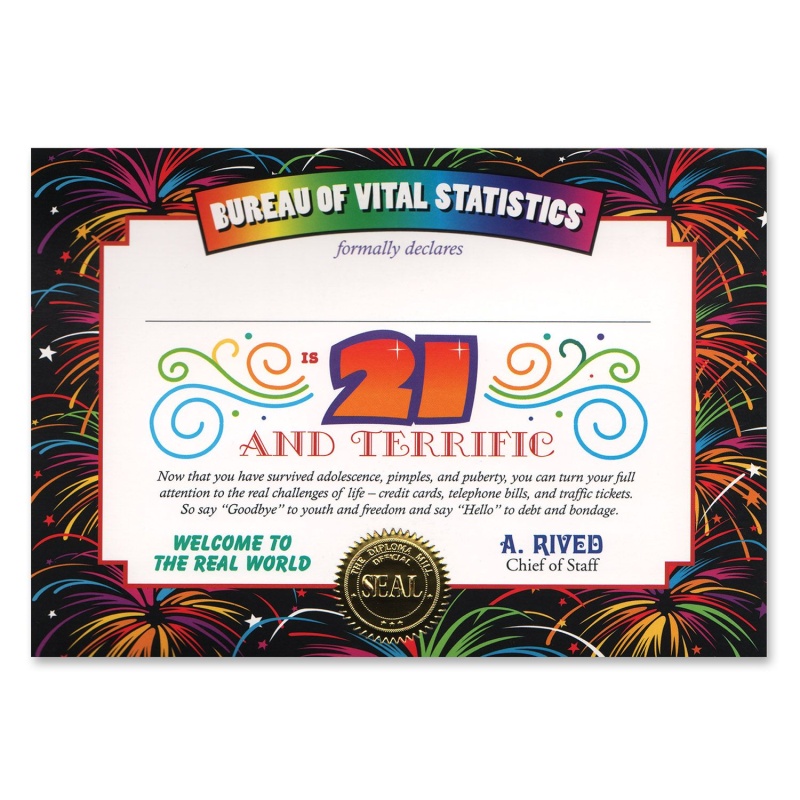 Buy 21 & Terrific Certificate Online - Unique 21st Birthday Gift