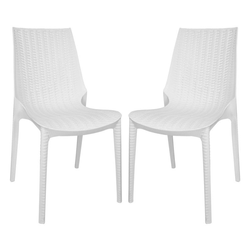 Leisuremod Kent Outdoor Patio Plastic Dining Chair Set of 2 - New Arrivals