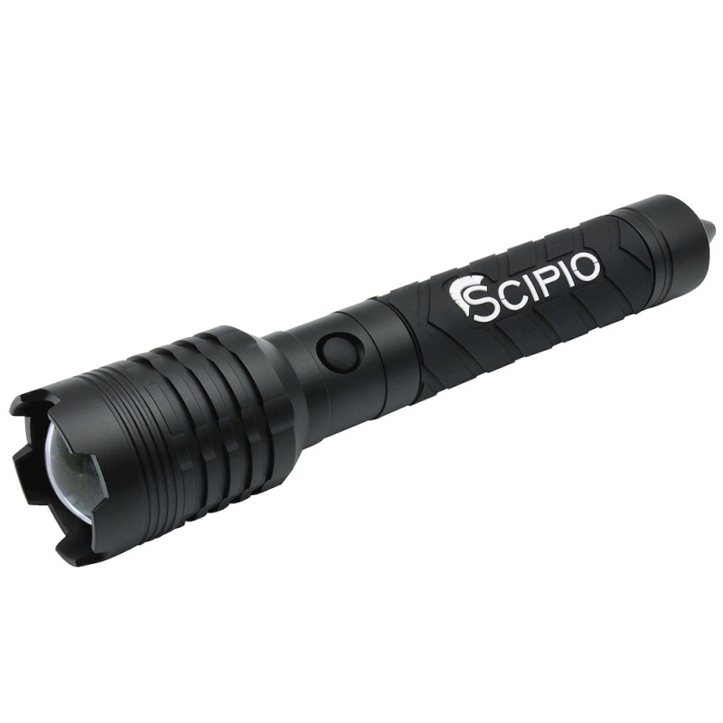 Scipio 4000 Lumens COB LED Rechargeable Flashlight with Glass Breaker - USB Charge or Battery Power