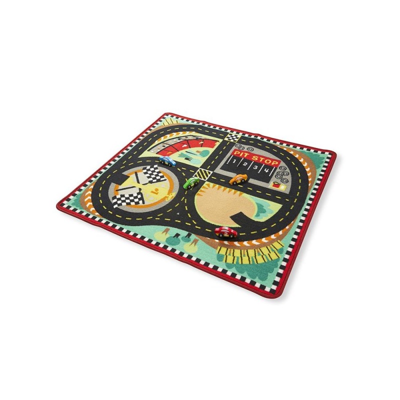 Round The Speedway Race Track Rug & Car Set by Melissa & Doug