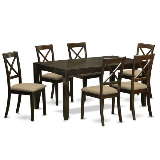 7 PC Dining Room Set - Kitchen Tables with Leaf Plus 6 Chairs for Dining Room - East West Furniture