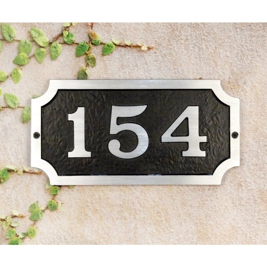Traditional Cast Aluminum Address Plaque with Brushed Aluminum Numbers ...