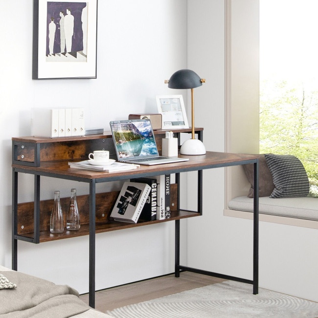Buy 48 Inch Computer Desk Home Office Table with Monitor Stand Storage ...