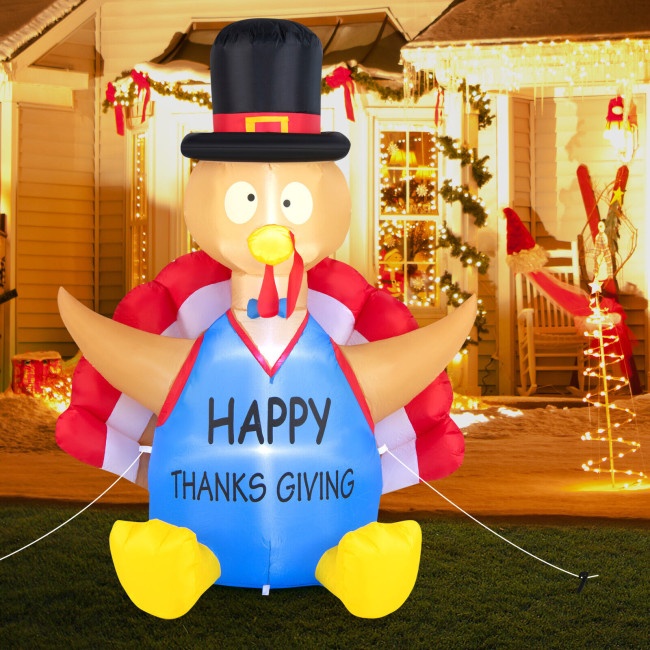 Buy 6 Feet Thanksgiving Inflatable Turkey Harvest Day Decoration with ...