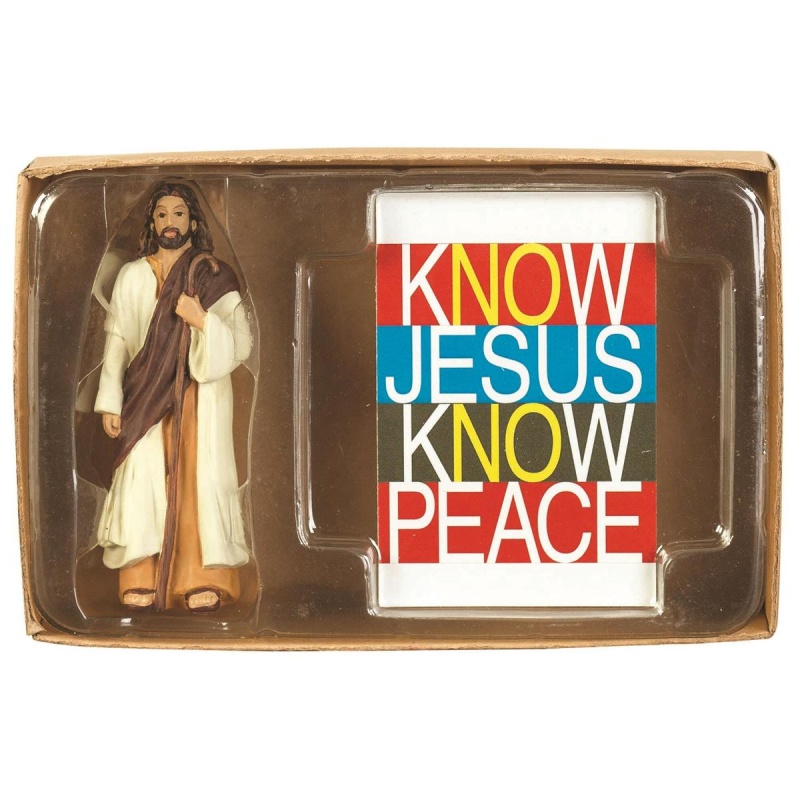 Jesus Figurine and Inspirational Card Gift Set - Know Jesus Know Peace