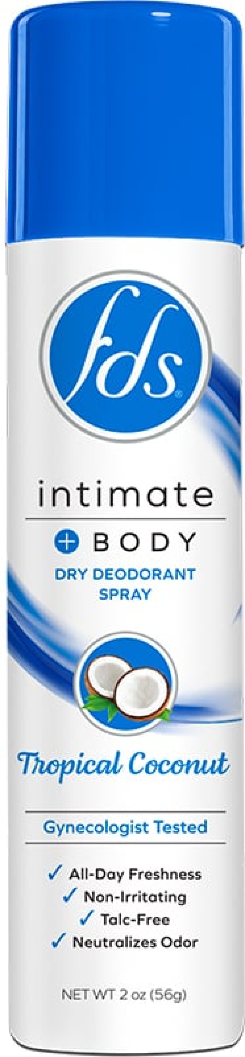 Bl Fds Intimate + Body Dry Spray Deodorant Tropical Coconut 2Oz - Pack Of 3