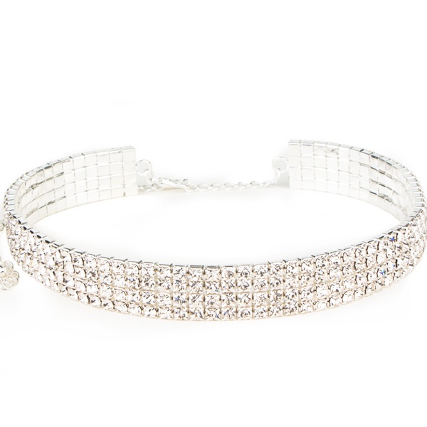 Buy Rhinestone Stretch Choker 4 Row Wide Stretch Crystal Silver Online ...
