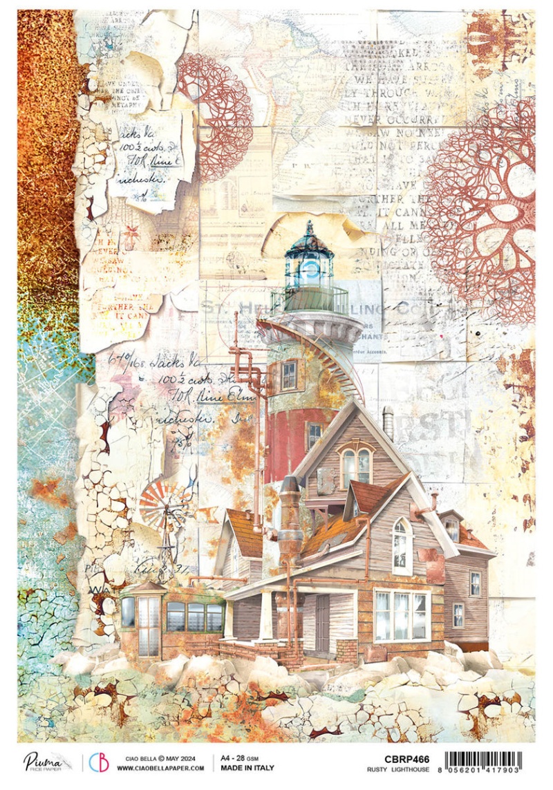 Buy Rusty Lighthouse Rice Paper Online - Steampunk Nautical Theme A4 ...