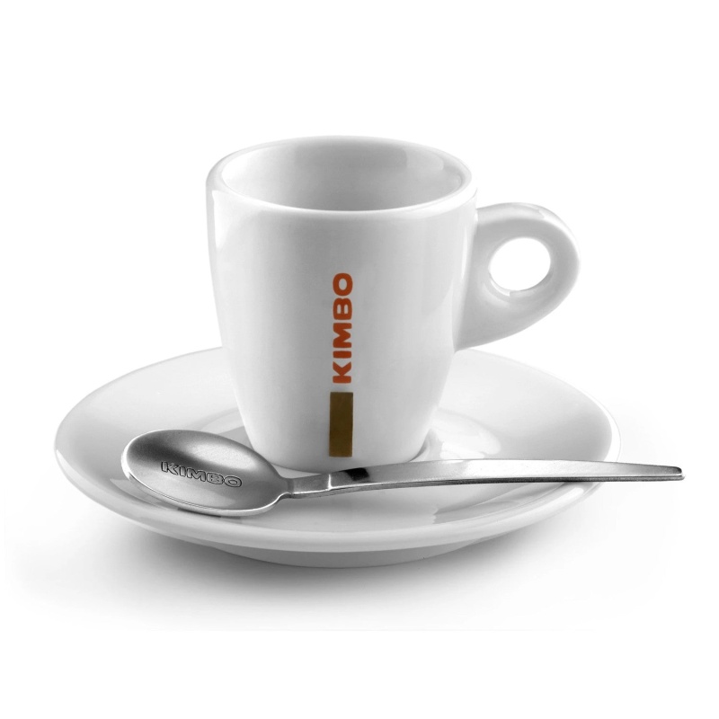 Kimbo Logo White Ceramic Espresso Cup And Saucer