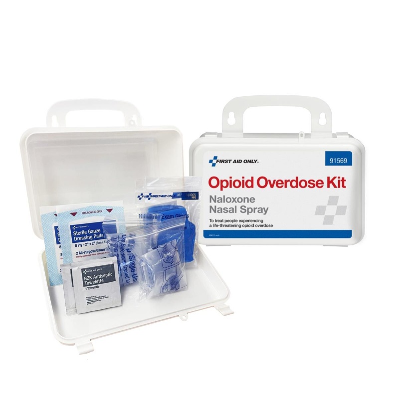 Opioid Overdose Kit, Plastic, With Naloxone Nasal Spray