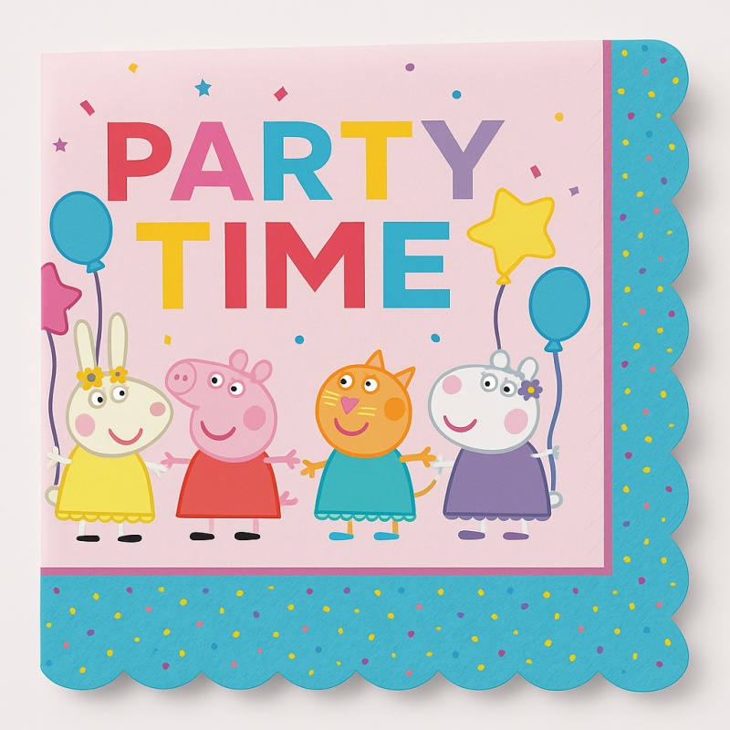 Peppa Pig Party Time Scalloped Lunch Napkins - 16 Ct