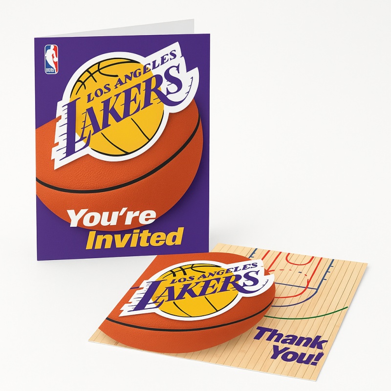 Los Angeles Lakers Nba Invitation & Thank You Card Set