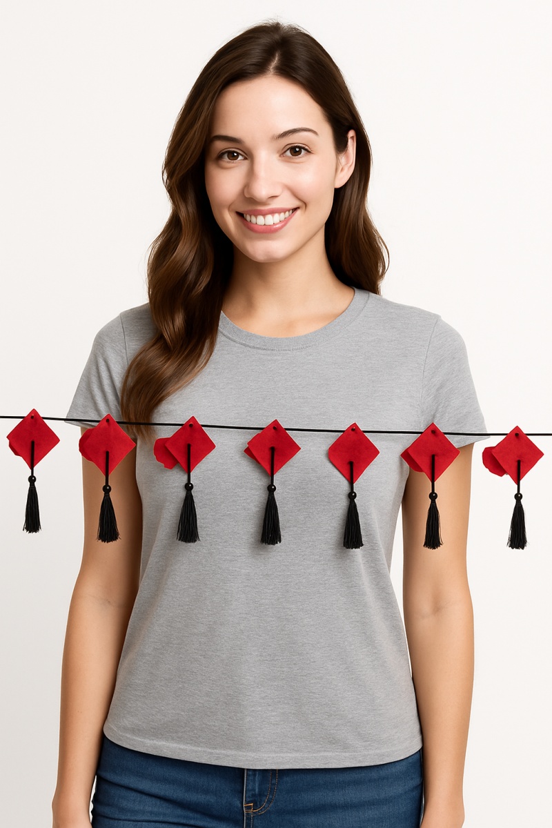 Red Felt Graduation Cap Garland