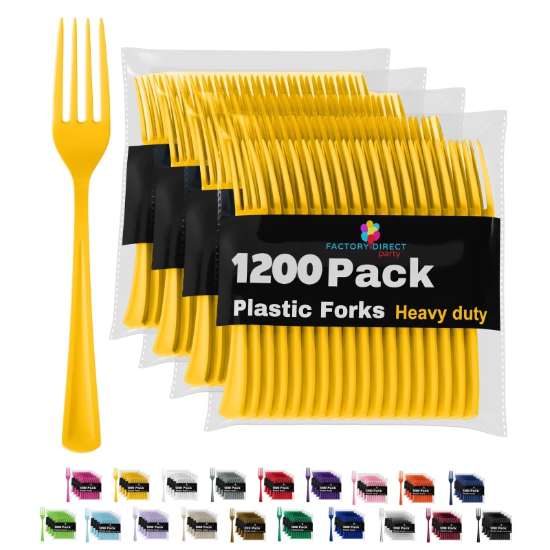 Heavy Duty Yellow Plastic Forks | Case Of 1200