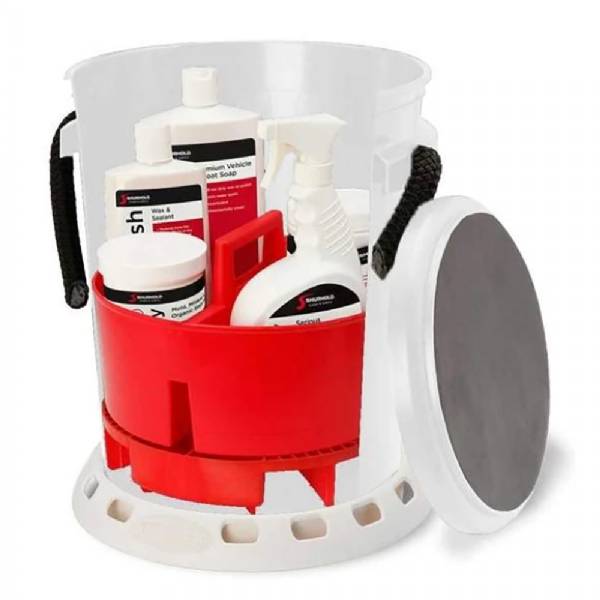 Shurhold 5 Gallon White Bucket Kit - Includes Bucket, Caddy, Grate Seat