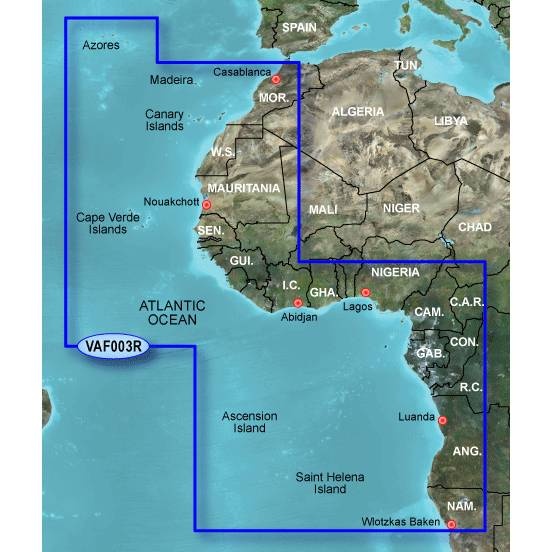 Garmin Africa West, (VAF003R), BlueChart g3 Vision HD Map - Buy Online