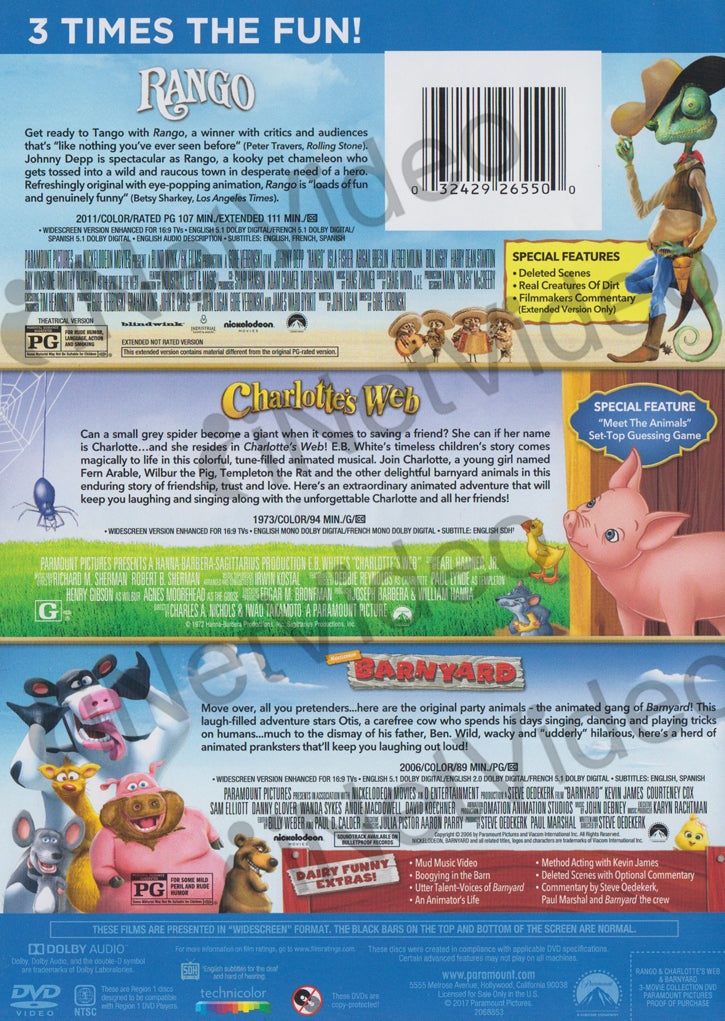 Rango / Charlotte's Web / Barnyard (3-Movie Collection)
