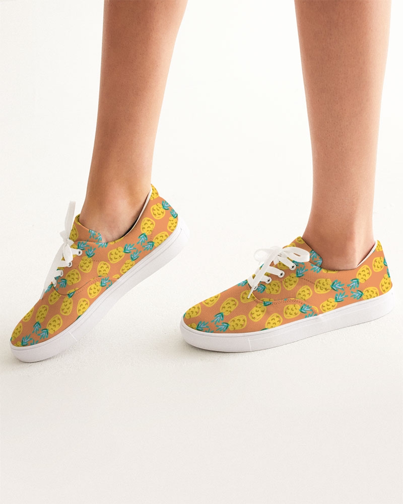 Women's Lace Up Canvas Shoe Two Pineapple