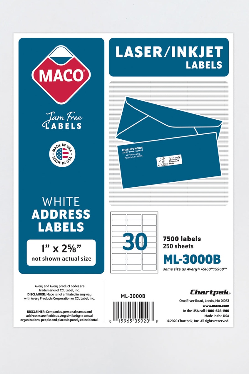 Buy High-Quality White Address Labels Online - 1" x 2-5/8", 30/Sheet ...