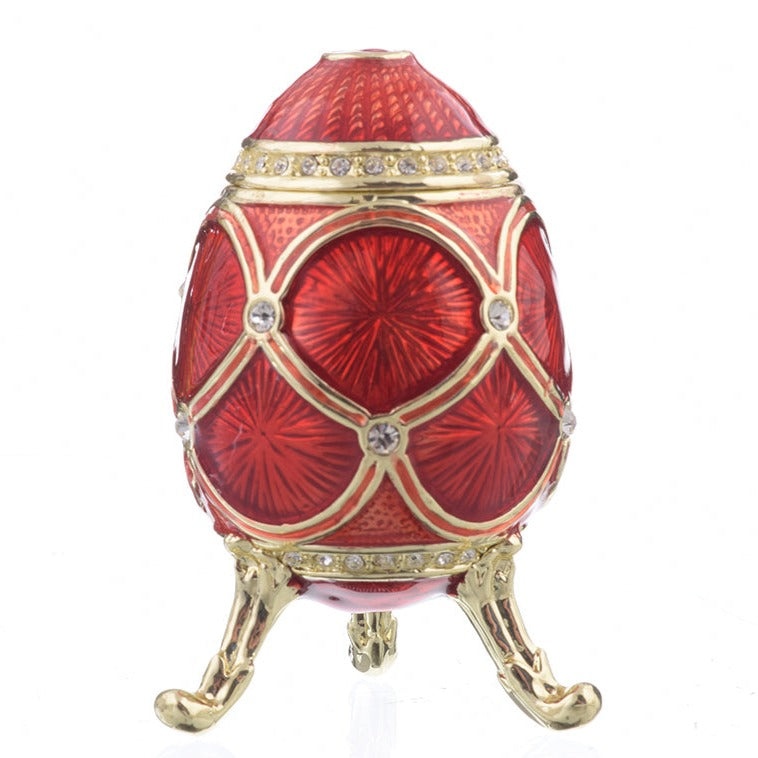 Buy Red Faberge Egg Trinket Box Online - 24K Gold Plated with Austrian ...