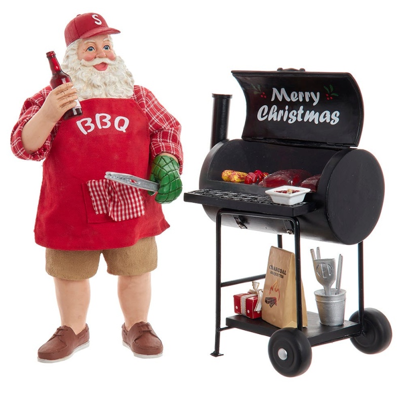 10.75" Fabriché™ Santa With Barbecue Grill, 2-Piece Set