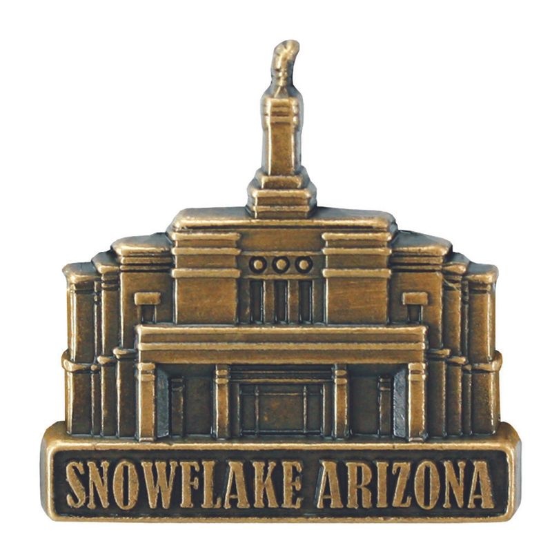 Snowflake Arizona Temple, 3/4" Antique Gold Temple Pin