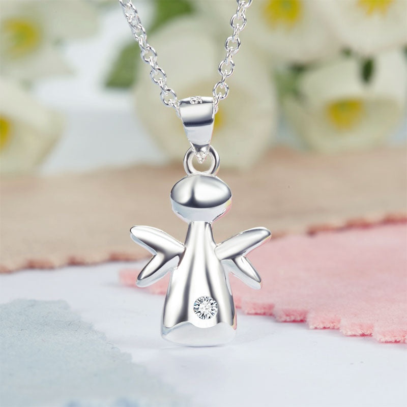 Kids Girl Angel Pendant Necklace Sterling Silver Children Jewelry