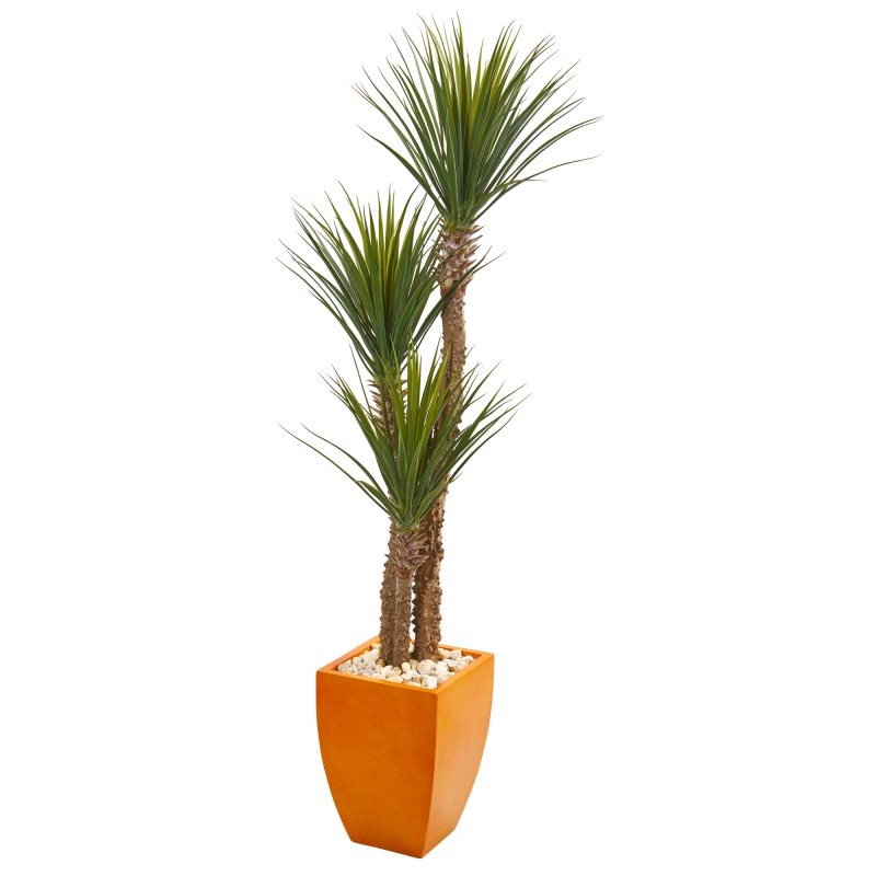 69 Inch Artificial Yucca Tree in Orange Planter - New Product