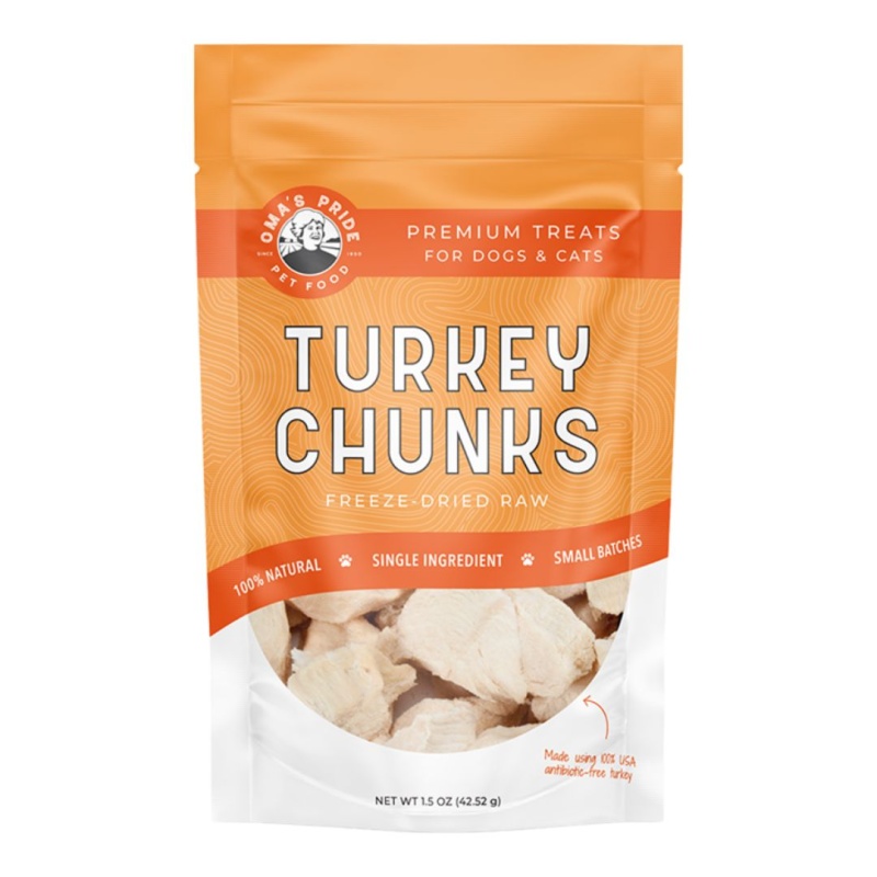Oma's Pride Dog Freeze-Dried Turkey Breast Chunks 1.5Oz