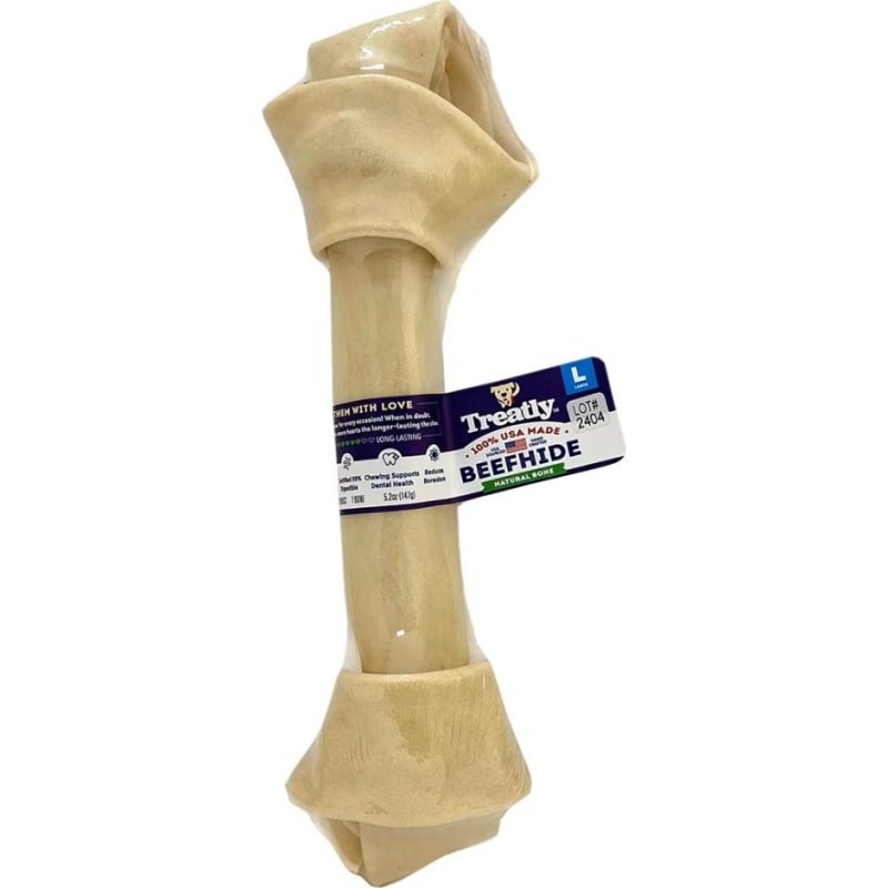 Treatly 100% Usa Beefhide Bone Banded Natural 9In. 1 Pk