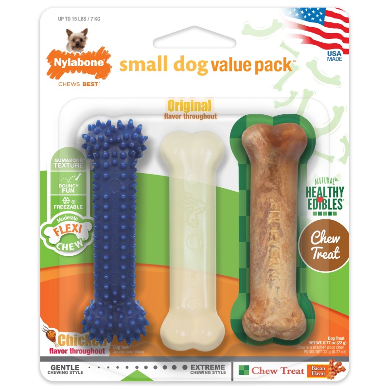 Nylabone Healthy Edibles And Flexi Chew Value Pack for Dogs - XS/Petite ...