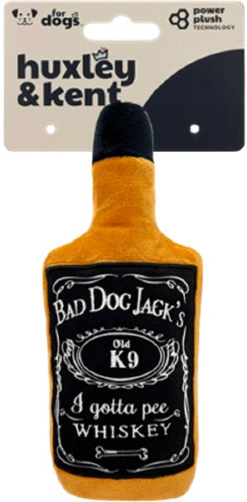 H&K Power Plush Dog Bad Dog Jack's Whisky Small Squeak Crinkle