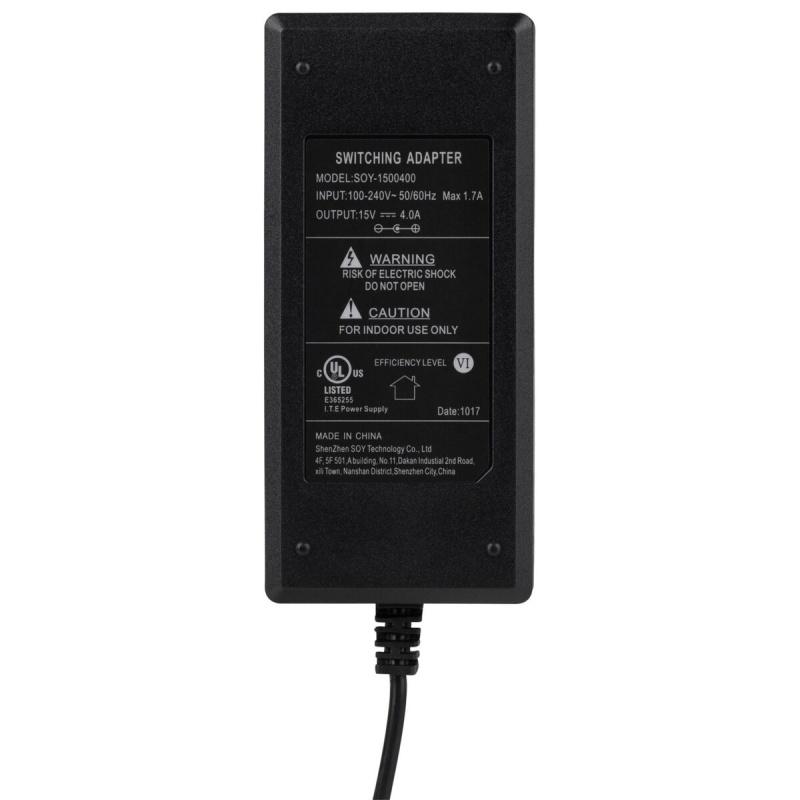 15V 4A Dc Power Supply Ac Adapter With 2.1 X 5.5Mm Center Positive (+) Plug