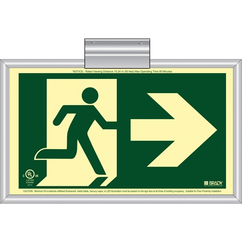 Bradyglo® Running Man Exit Sign With Right Arrow, 8-1/2" X 15", Plastic ...