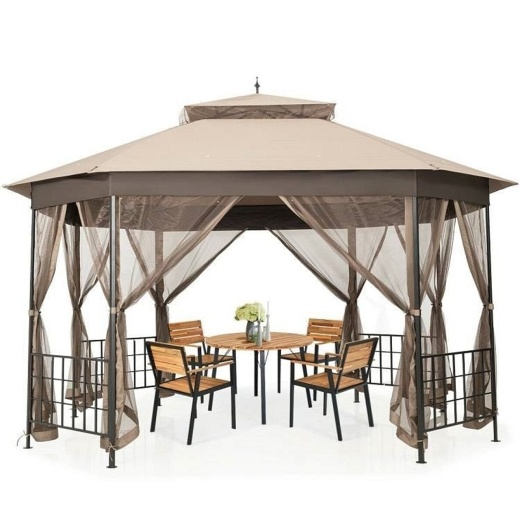 Buy Outdoor 10 x 12 Ft Octagon Gazebo with Mosquito Net Sidewalls and ...