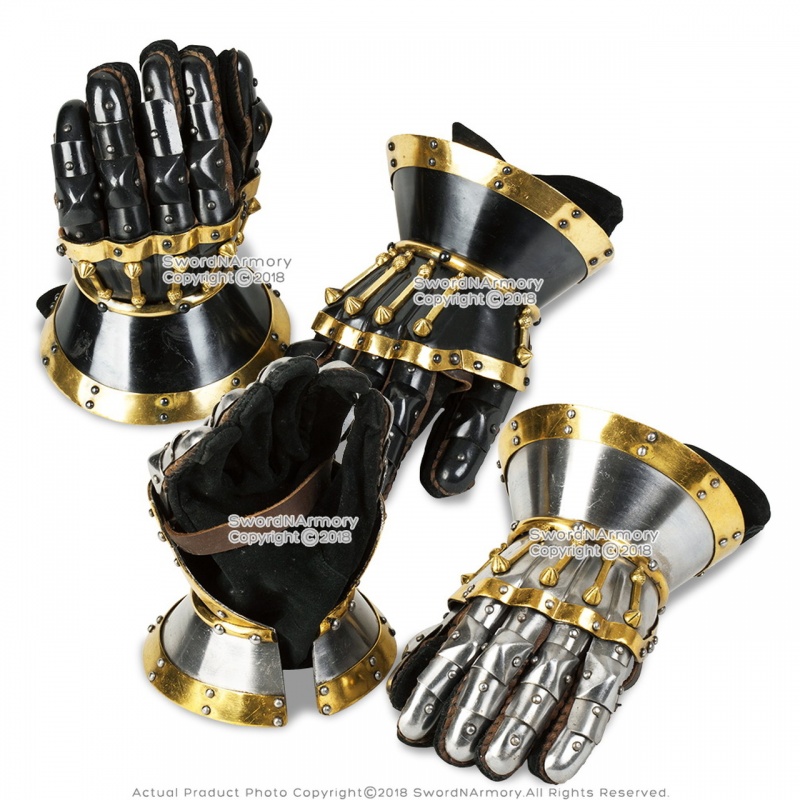 Functional Large 16G Steel Princely Hourglass Gauntlets Leather Glove Sca