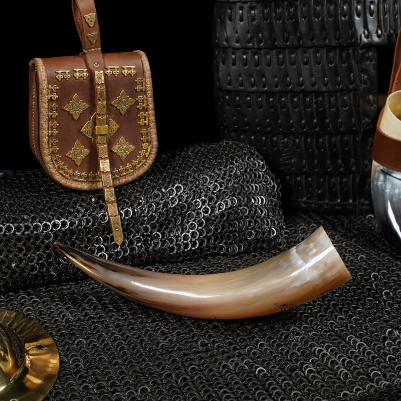 Mythrojan Viking Ravan Carved Drinking Horn Authentic Medieval Inspired ...