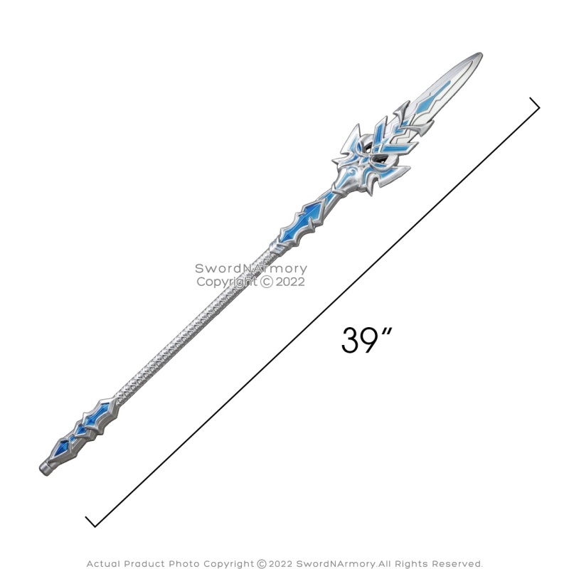 39" Silver Blue Fantasy Spear Staff Foam Anime Video Game Cosplay ...