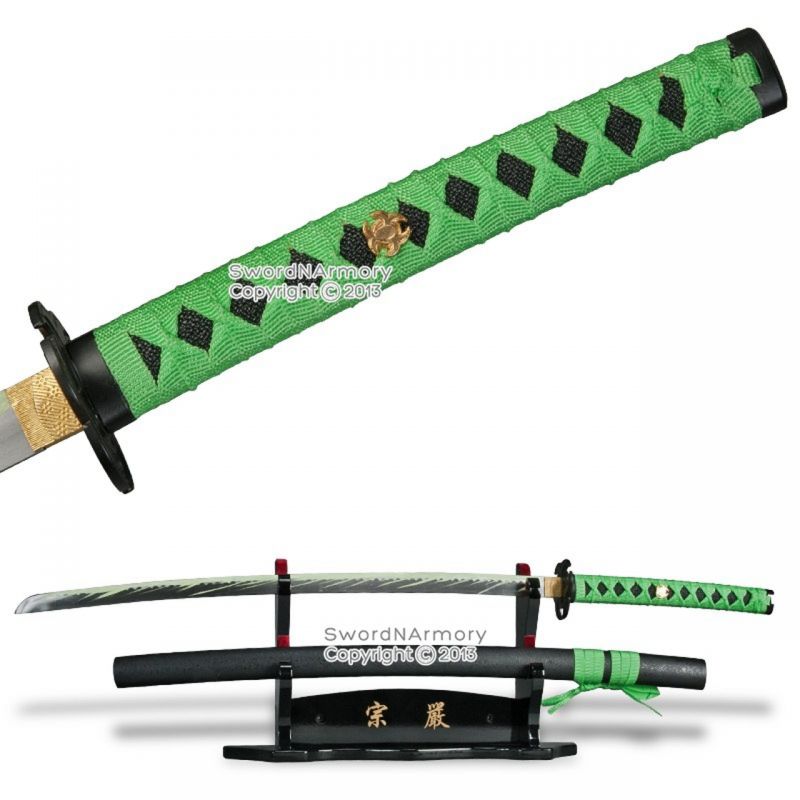 Biohazard Green Handle Zombie Katana Samurai Sword With Bloody Blade