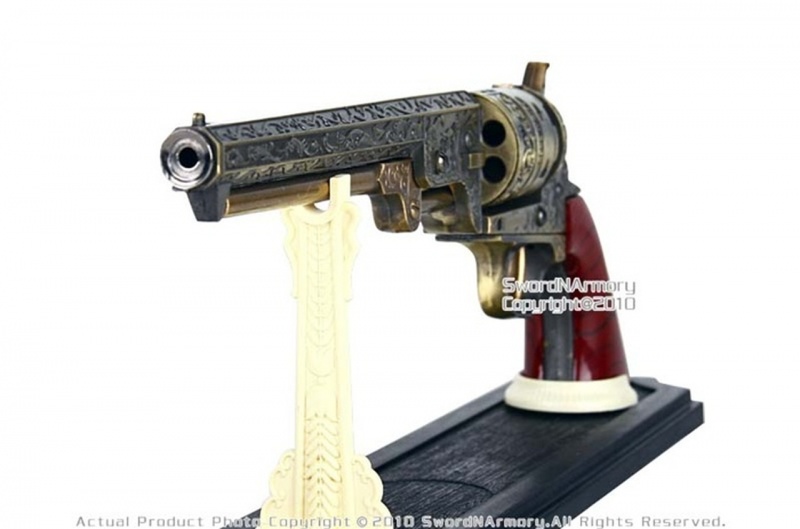 Western Cowboy Black Powder Outlaw Revolver Pistol Replica Gun W/ Stand