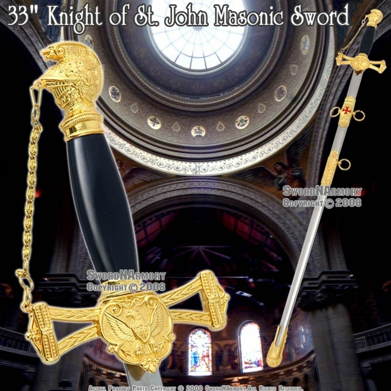 33" Templar Crusader Knight Of St. John Masonic Ceremonial Sword