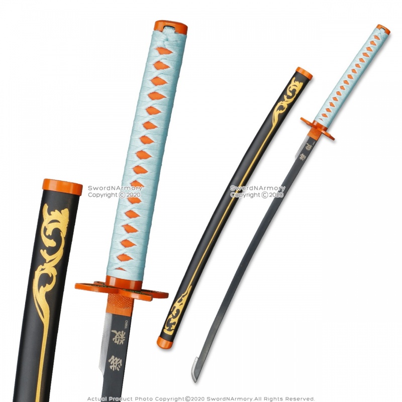 38" Steel Larp Cosplay Anime Shinobu Kocho Demon Sword W/ Scabbard Costumes