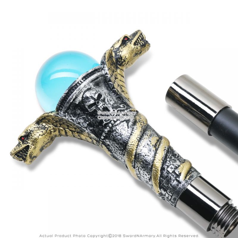 34 " Poly Resin Serpent Cobra Steel Shaft Walking Stick Gentleman's Cane