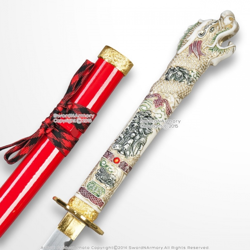 Open Mouth Highlander Dragon Samurai Katana Sword With Red Scabbard ...