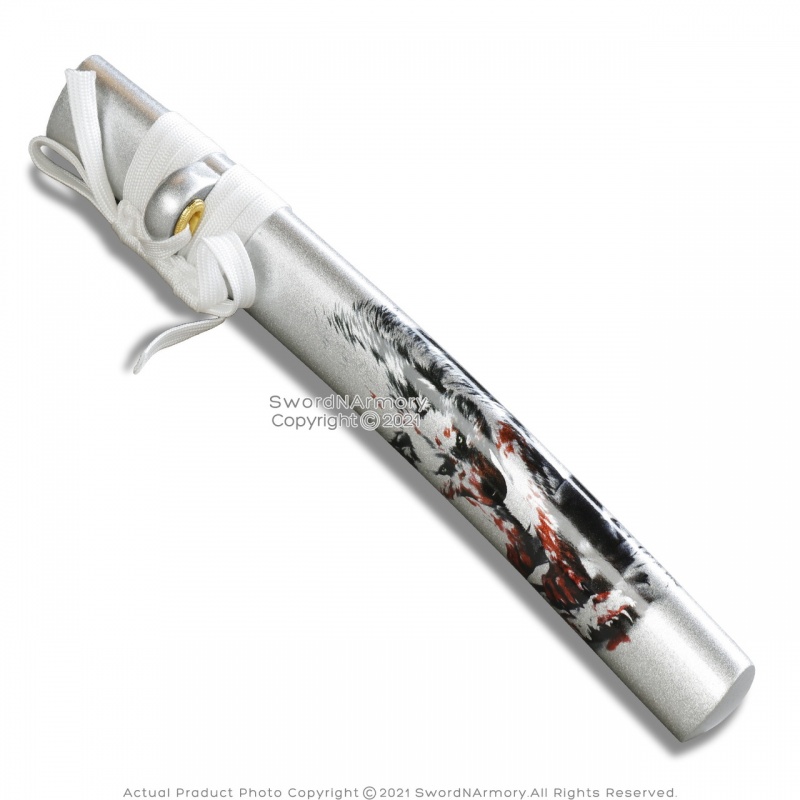20.5" Silver Wolf Tanto Knife Katana Samurai Sword Stainless Steel With ...