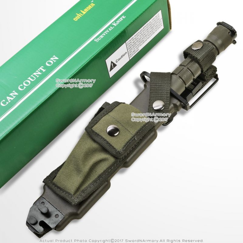 12" M9 Military Style Fixed Blade Survival Knife With Tactical Sheath ...